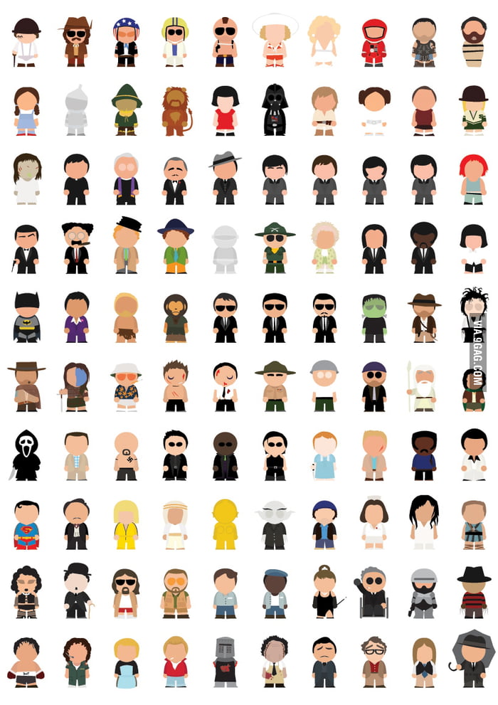 Poster of the 100 best known movie icons - 9GAG