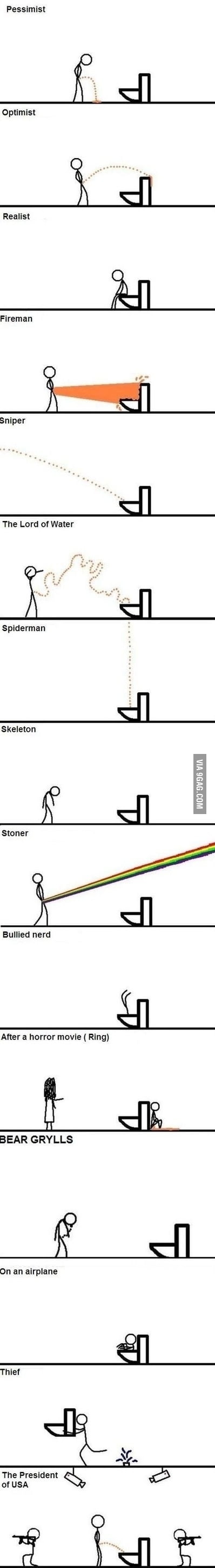 Different types of peeing... - 9GAG