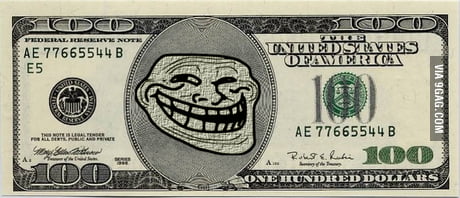 Troll Face On Dollar Bill