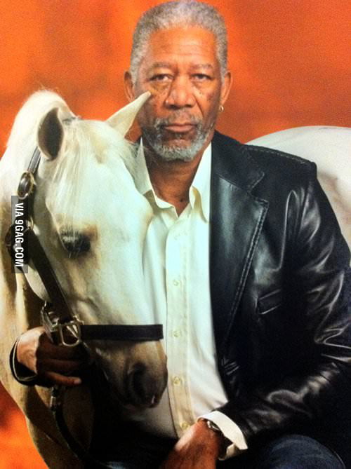 I give you Morgan Freeman and his horse. - 9GAG