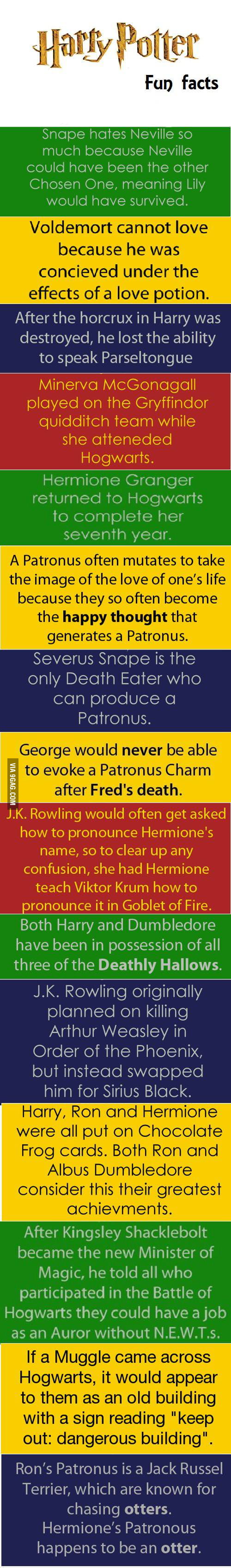 Harry Potter Fun Facts - 9GAG