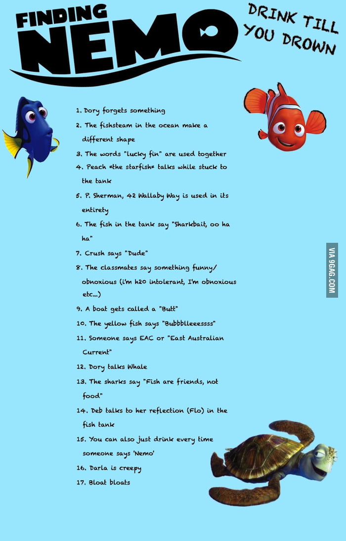 Finding nemo drinking game - 9GAG