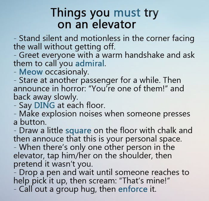 Epic things to do in elevators! - 9GAG