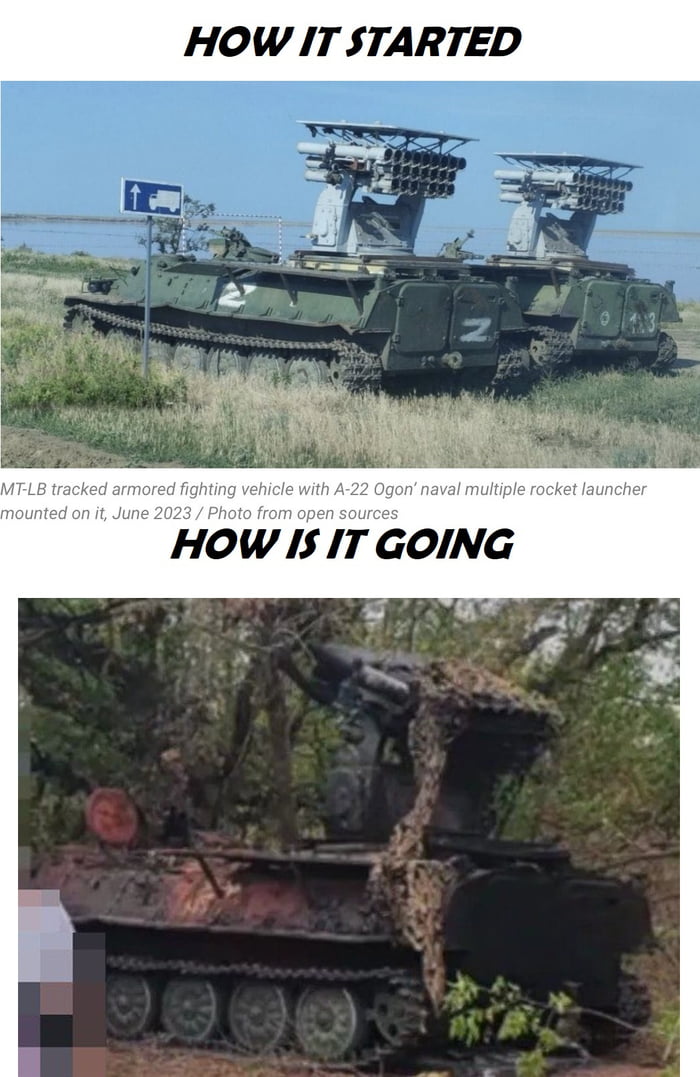 The first destroyed Russian MTLB with the installed shipborne flame ...