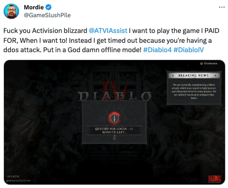 'Diablo 4' Players Want An Offline Mode After DDoS Attack - 9GAG