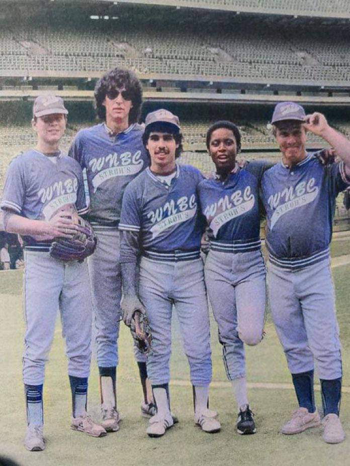 Howard Stern and his crew at a celebrity softball game at Shea Stadium ...