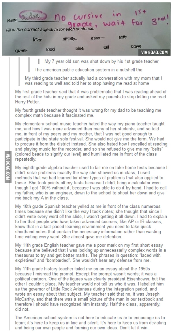 This is what's wrong with the American education system. - 9GAG