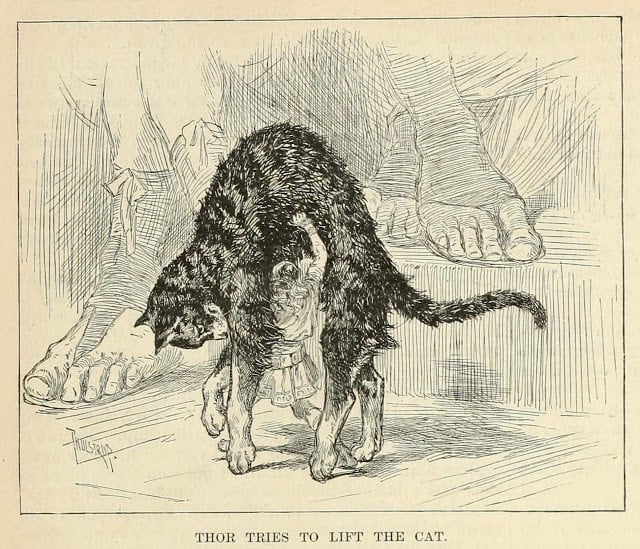 There is a myth where Thor struggles to lift a cat because the cat does ...