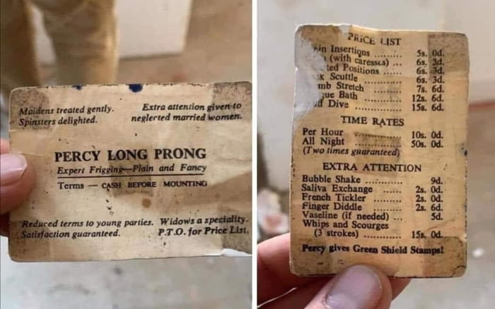 Gigolo’s business card from about 100 years ago. - 9GAG