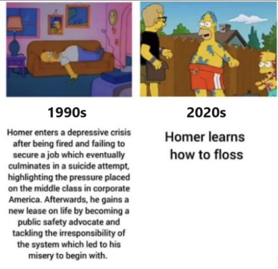 1990s Simpsons vs. 2020s Simpsons. - 9GAG