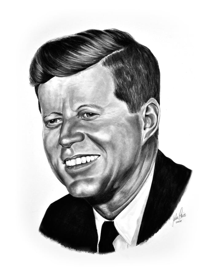 Pencil Portrait of President John F. Kennedy that I drew - 9GAG