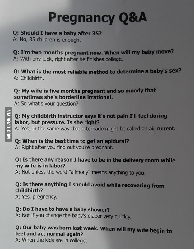 10 stupid questions about pregnancy and their brilliant answers - 9GAG