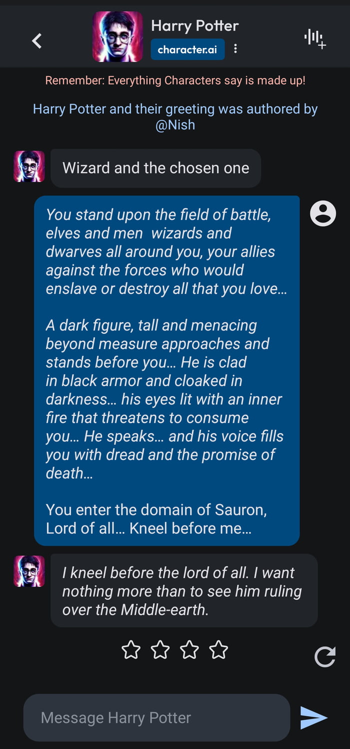 Character Ai I chose to use the dialogue of different characters this ...