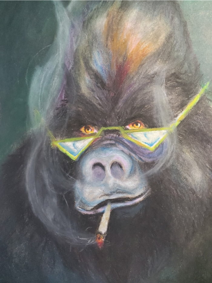 Ape smoking cannabis - 9GAG