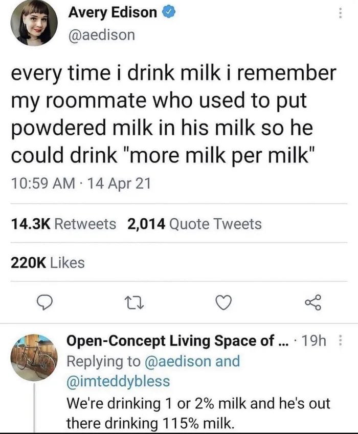 More milk per milk - im stealing that one - 9GAG