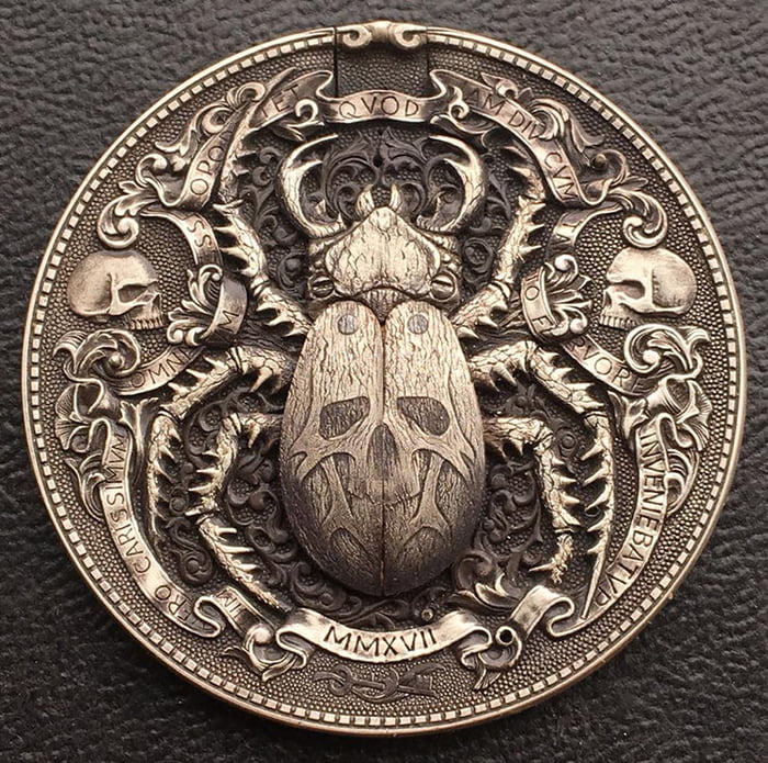 Artist Hand-Engraves Incredible Gold Bug Coin with Mechanical Wings - 9GAG