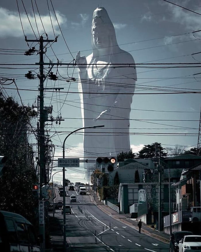 This 330-foot statue of Byakue Kannon located in Sendai, Japan is one ...