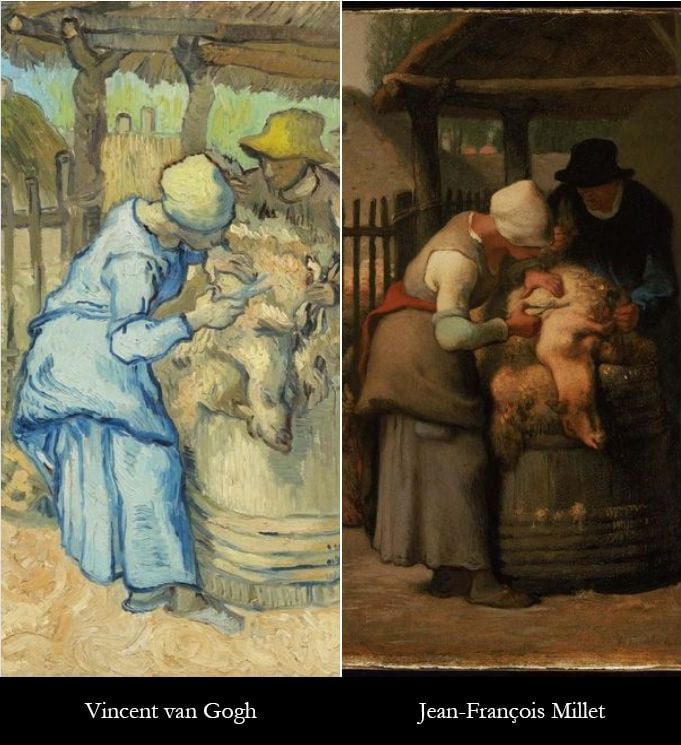 Van Gogh 'copied' 'Shearing Sheep' from Jean-François Millet; his is ...