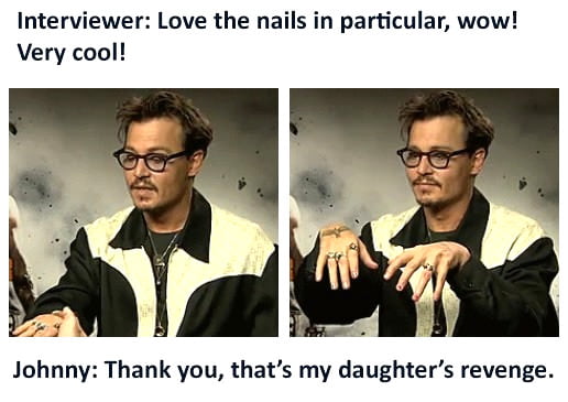 Johnny Depp and his sparkly pink nail polish - 9GAG