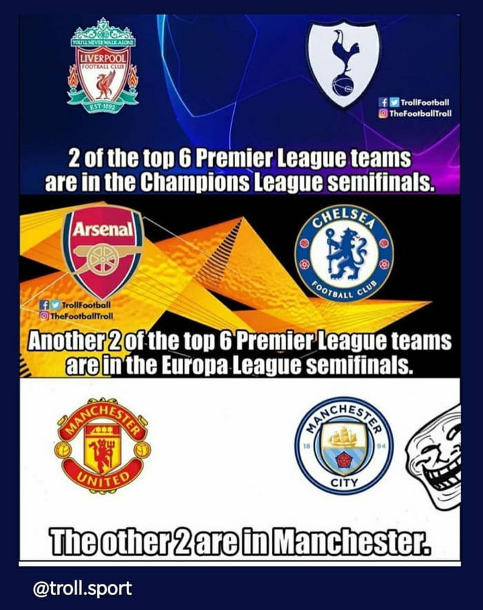 Premier League top 6 teams - 9GAG