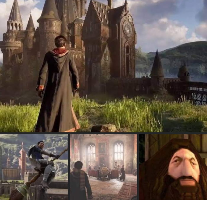 Wow, this Hogwarts Legacy game is amazing... can't believe they forgot to upgrade Hagrid though ...