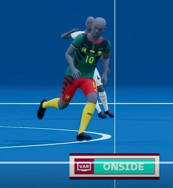 VAR showing that Aboubakar was onside for his goal against Serbia - 9GAG