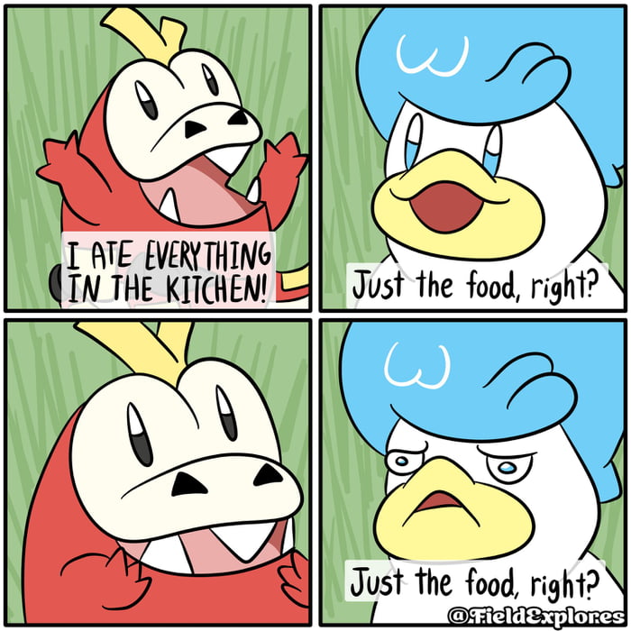Fuecoco and Quaxly discuss dining habits - 9GAG