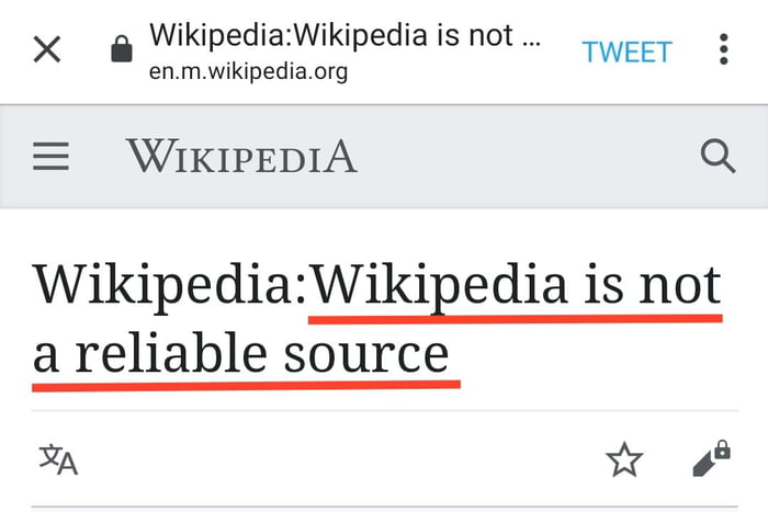 Wikipedia isn't a reliable source due to its open editing policy. It's ...