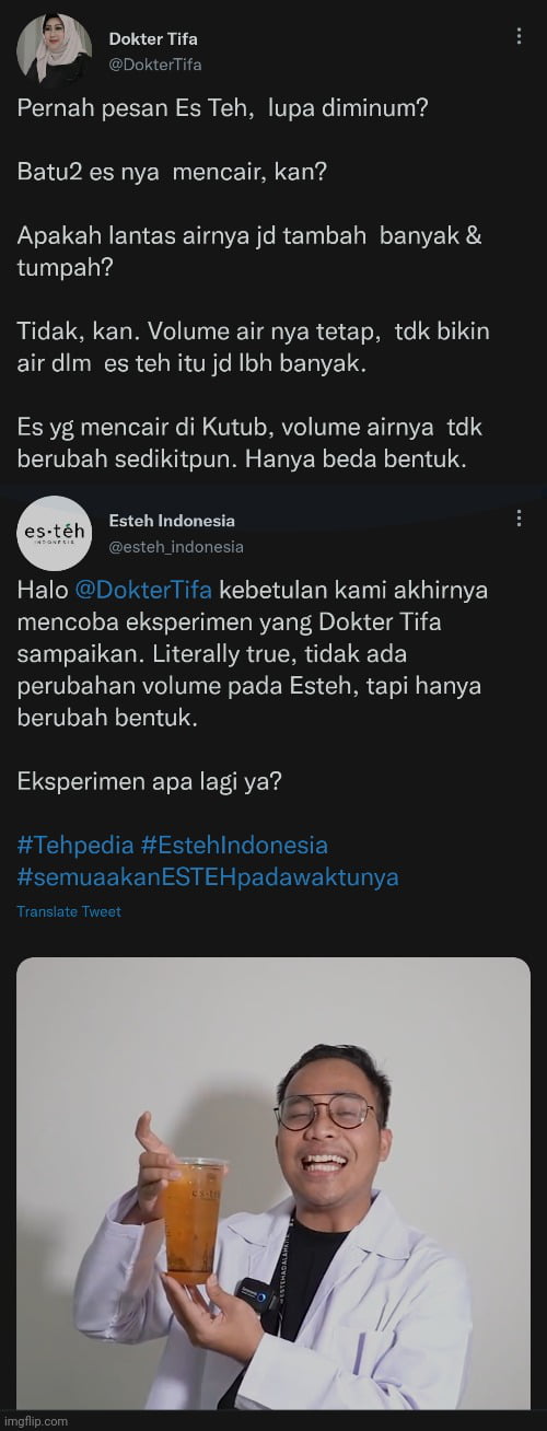 Fisikanya udah bener, es teh nya jelek, logikanya ngga nyampe - 9GAG