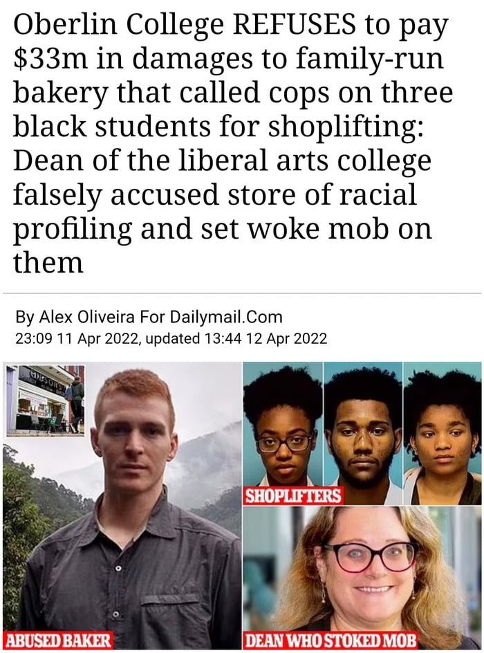 Remember this? Update on this story: the woke liberal college ended up ...