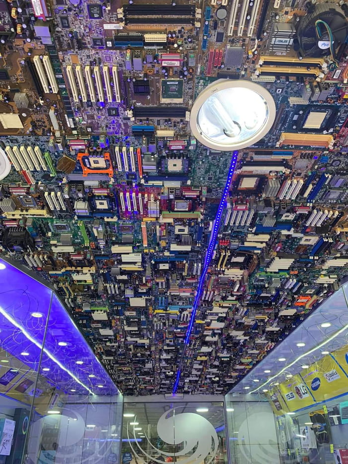 This ceiling of a computer parts shop. - 9GAG
