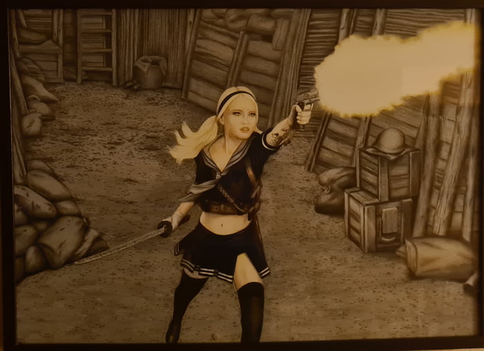 Handmade pencil drawn "Sucker Punch" film scene. - 9GAG