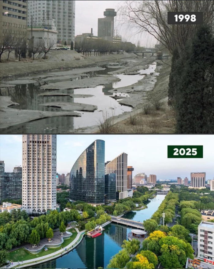 Beijing's Liangma River transformation from 1998 to 2025 is truly ...