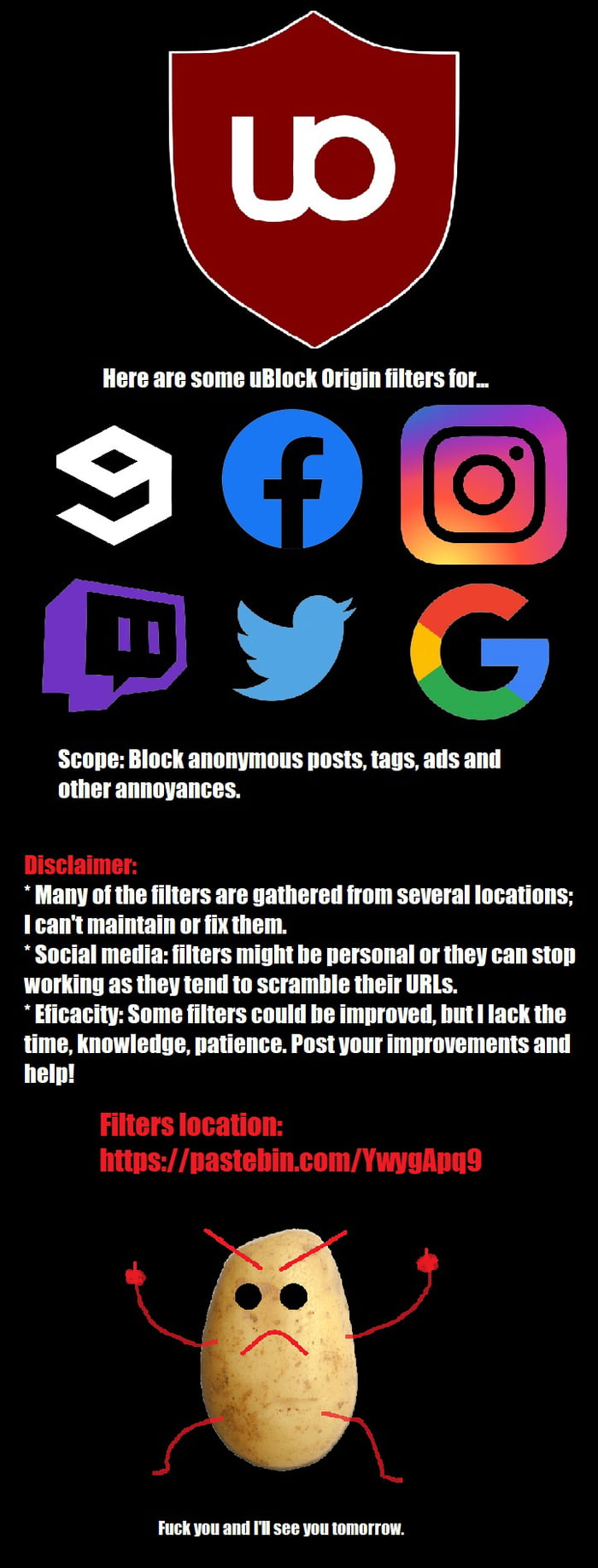 UBlock filters - 9gag and more - 9GAG
