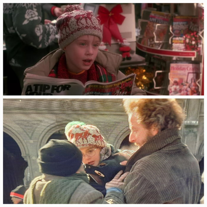 In Home Alone 2 (1992) while looking for Kevin in a crowd of children ...
