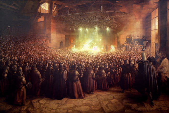 Rammstein in Medieval Europe, 1500's painting - MidJourney AI - 9GAG