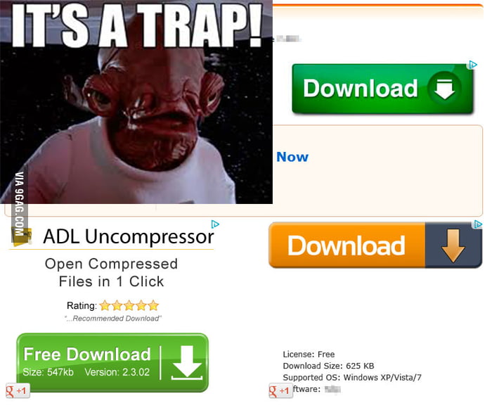 All these fake download buttons - 9GAG