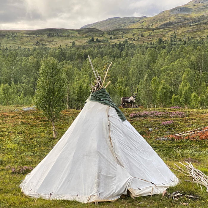 A lávvu, used as a portable home by the Sami people. Easy to move ...