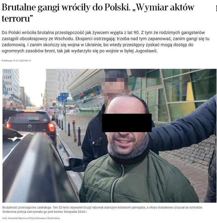 The Polish Rzeczpospolita laments the sharp increase in banditry and ...