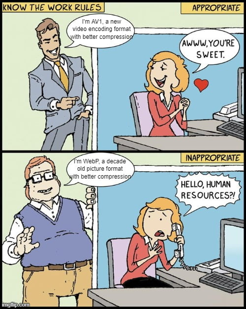 TBH I blame Microsoft, Apple and Adobe for not supporting it - 9GAG