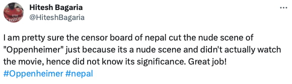 Censorship Of 'Oppenheimer' Sex Scene Sparks Outrage In India - 9GAG