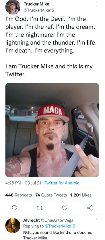 Trucker Mike, the god and the devil - 9GAG