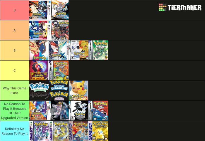 My Definitive Pokemon Game Tier List - 9GAG