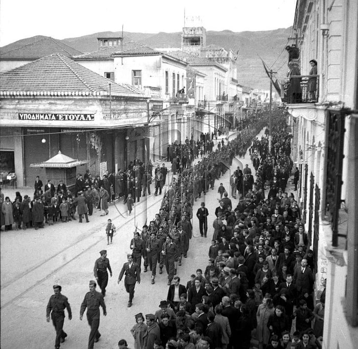 February 4,1945, Greek city of Kalamata, parade of guerillas from the ...