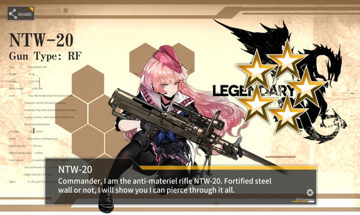 Got ntw 20 she will share the rifle place with wawachan - 9GAG