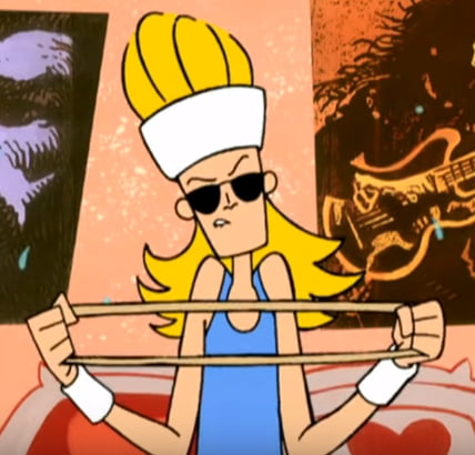 Johny Bravo work hard to get buff. Cause he thought :"She deserve ...