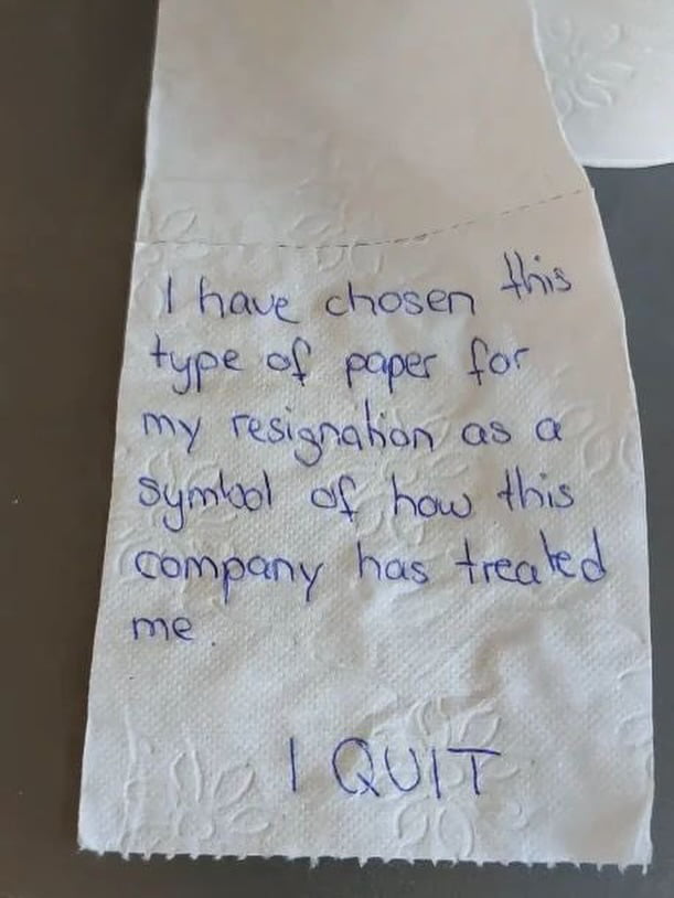When your resignation letter perfectly reflects the company culture. - 9GAG