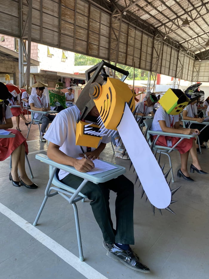 Filipino University Students' Anti-Cheating Exam Hats Go Viral - 9GAG