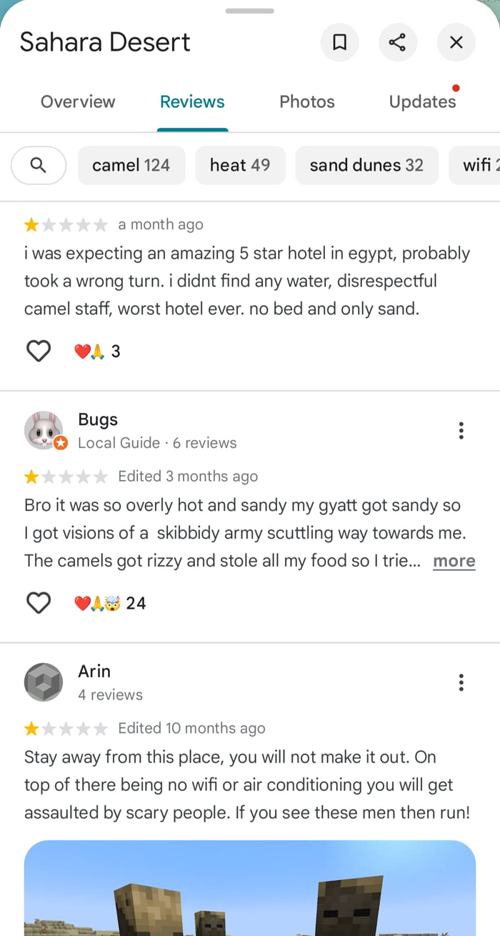 Sahara desert - largest one on earth has only 4 stars on Google maps ...