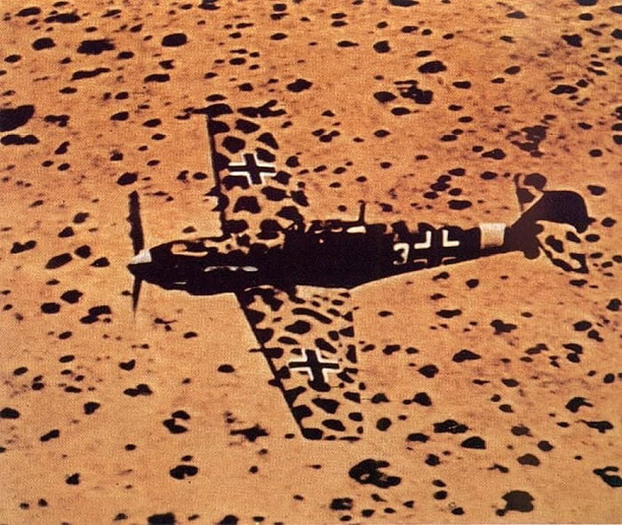 A German Messerschmitt bf 109 fighter painted in desert camouflage ...
